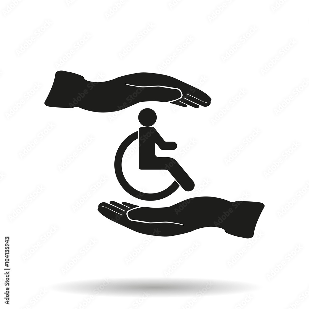 Logo for the insurance. Hands holding a person in a wheelchair. Stock ...