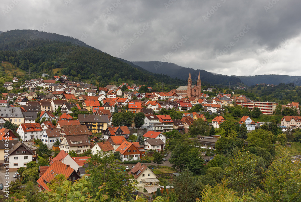 Beautiful panoramic view of the mountain village Forbach..Germany ...