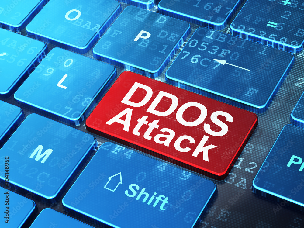 Safety concept: DDOS Attack on computer keyboard background Stock ...