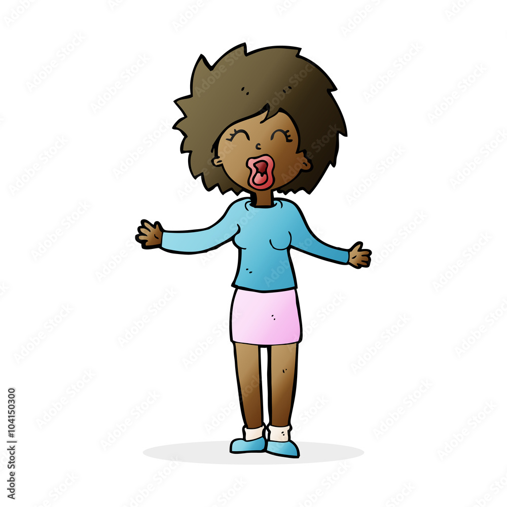cartoon loud woman Stock Vector | Adobe Stock