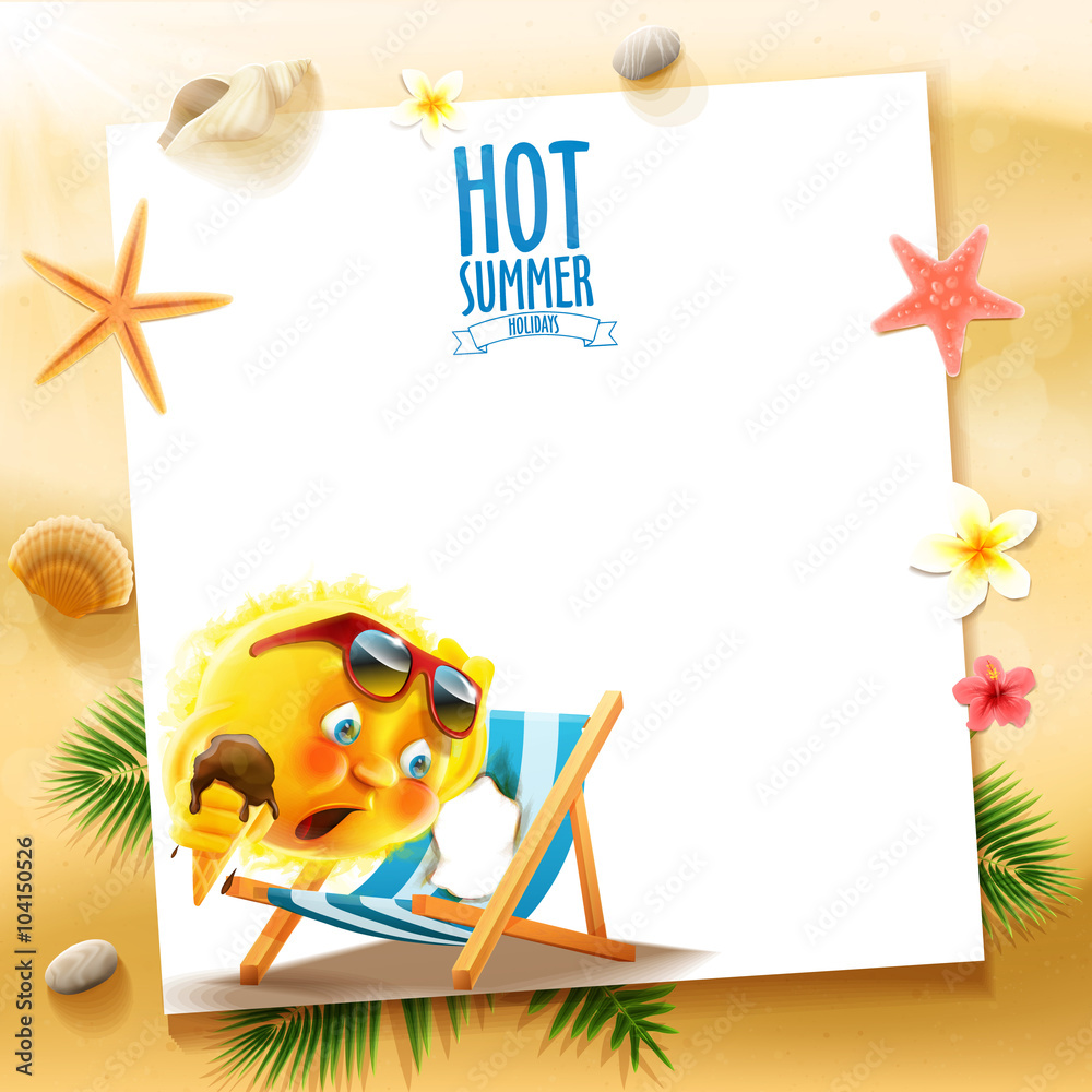 hot summer with sun Stock Vector | Adobe Stock
