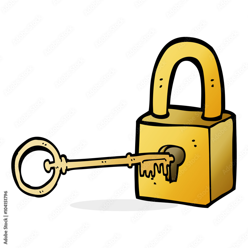 cartoon padlock and key Stock Vector | Adobe Stock