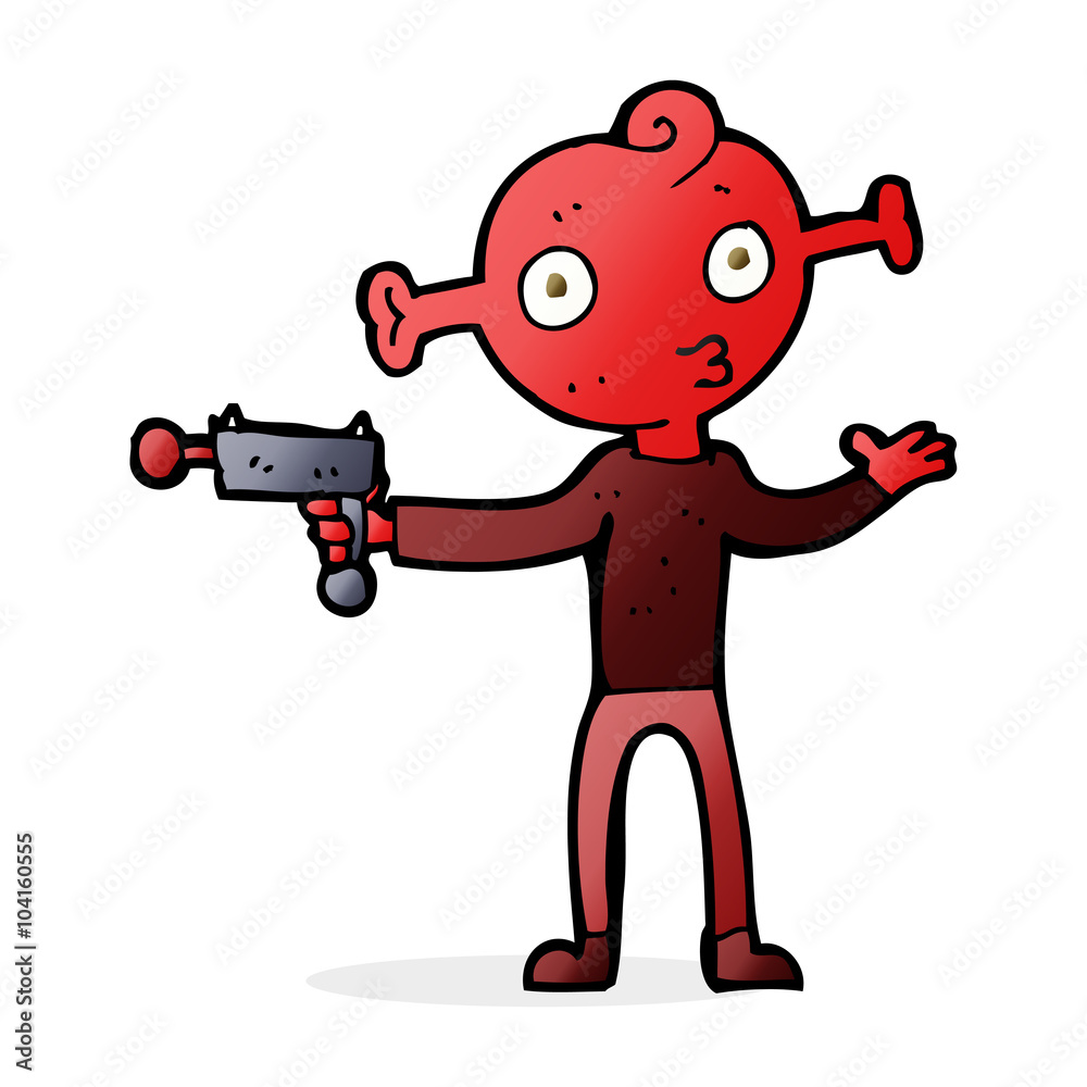 cartoon alien with ray gun Stock Vector | Adobe Stock