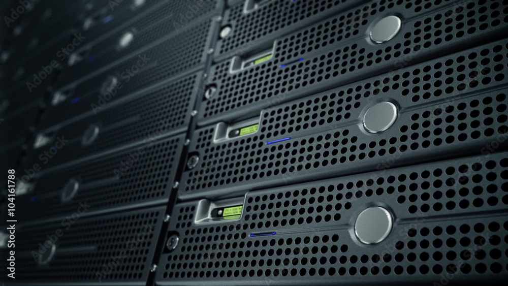 Seamlessly looping animation of rack servers in data center Stock ビデオ ...