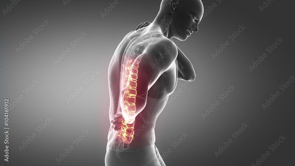 Male backbone injury pain - spine hurt concept Stock Video | Adobe Stock
