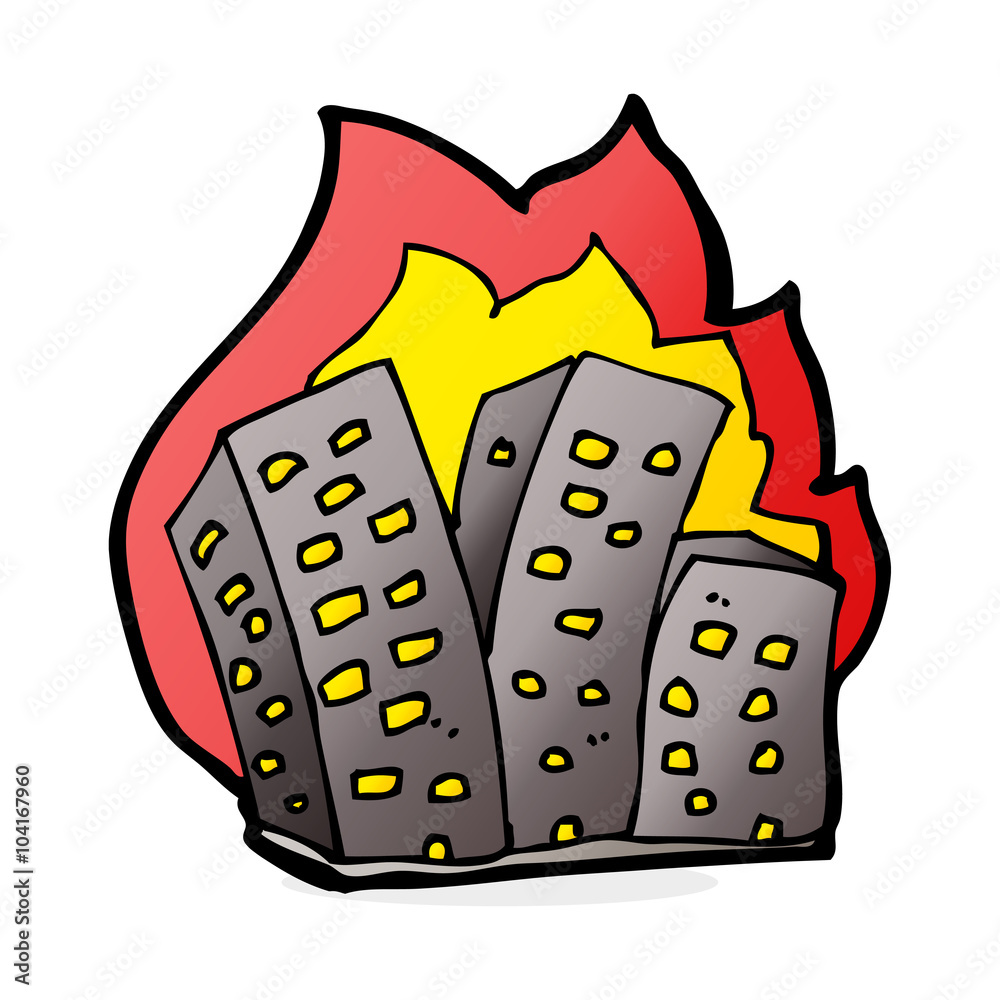 cartoon burning buildings Stock Vector | Adobe Stock