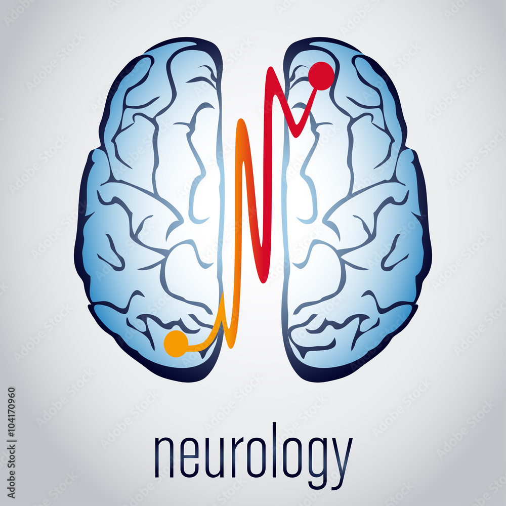 Abstract creative neurology concept with two linked parts of human ...
