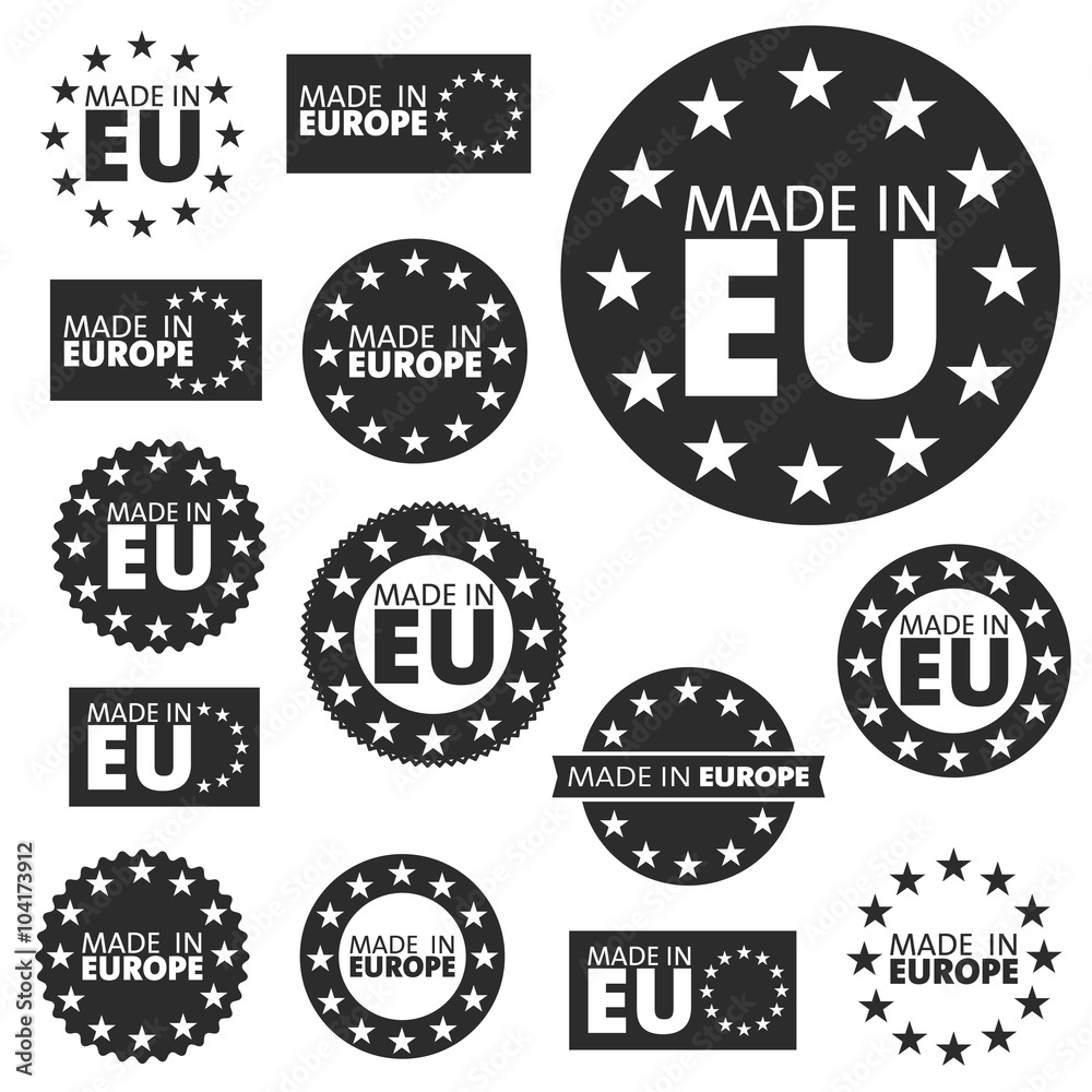 Made in European Union labels, badges and stickers Stock Vector | Adobe ...
