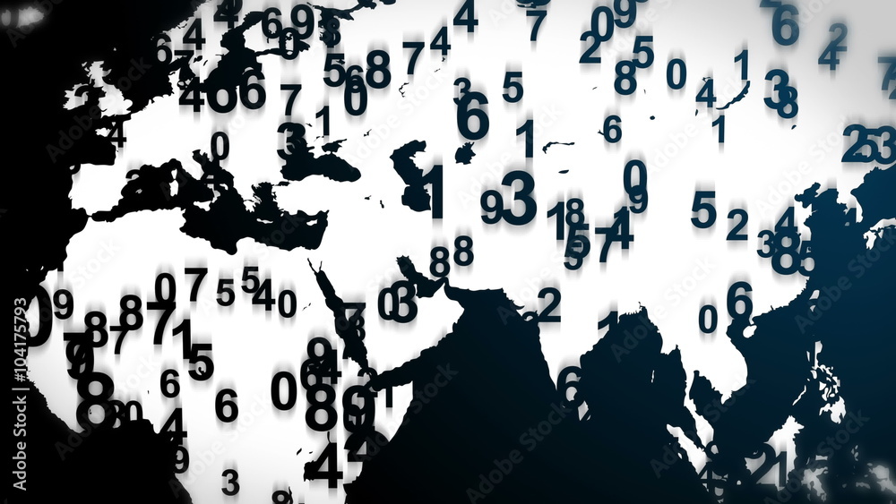 flying digits Come together to form a map of the world, Digital Map of ...
