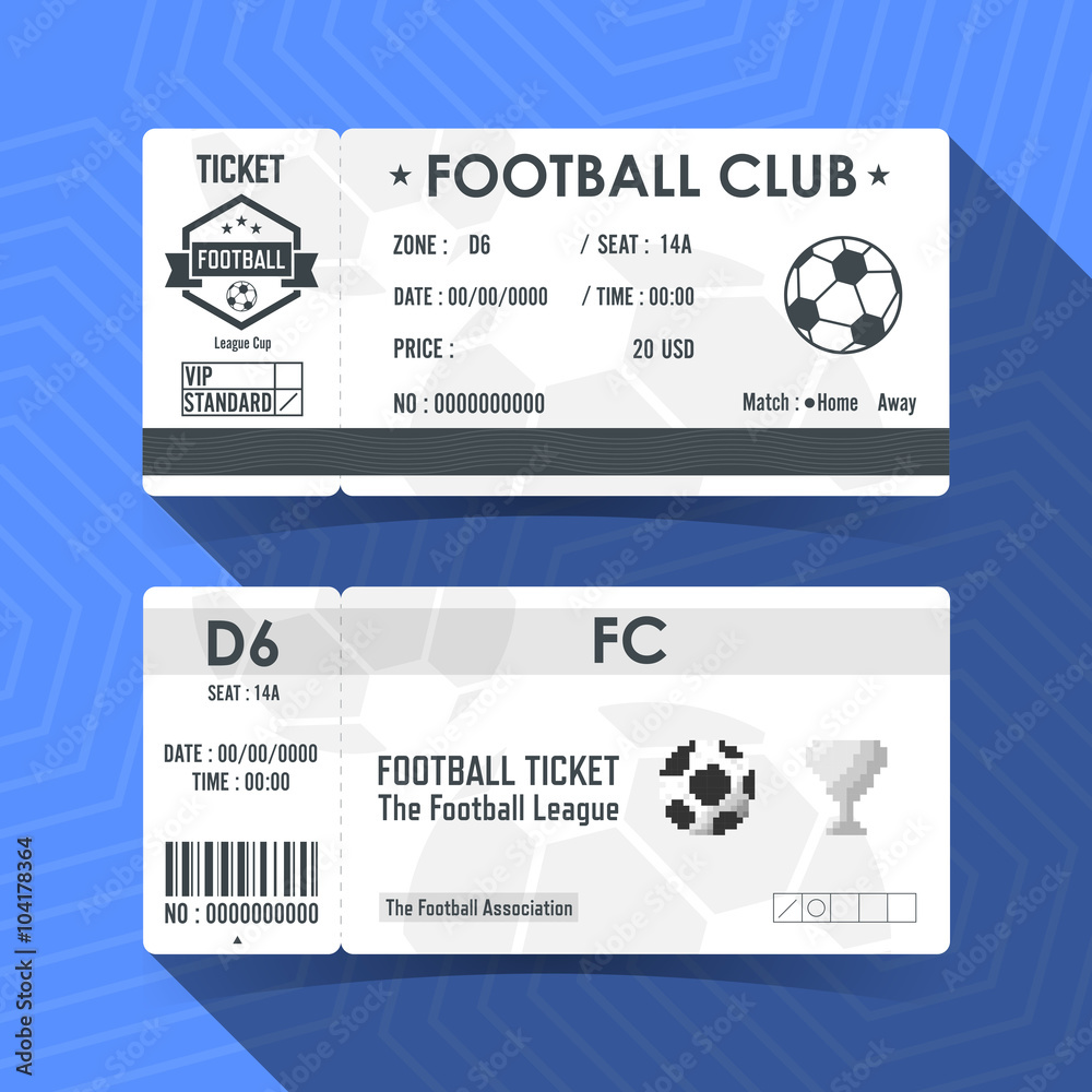 Football, Soccer Ticket Design. Vector illustration. Stock-Vektorgrafik | Adobe Stock
