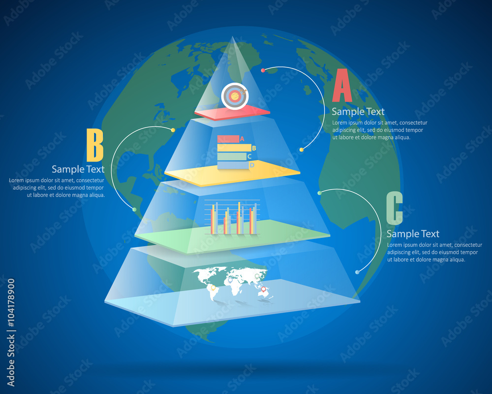 Design pyramid infographic 4 steps. can be used for workflow layout ...