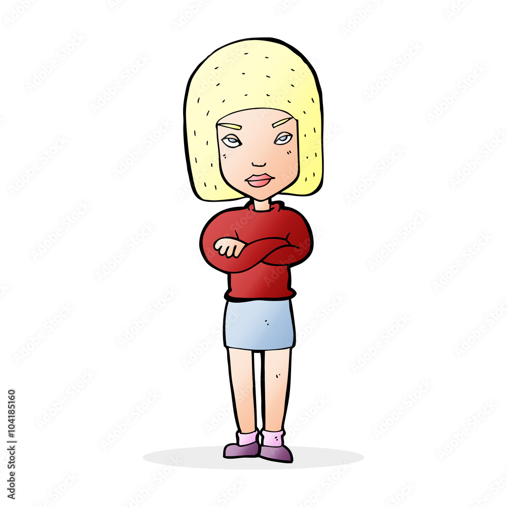 cartoon woman with crossed arms Stock Vector | Adobe Stock