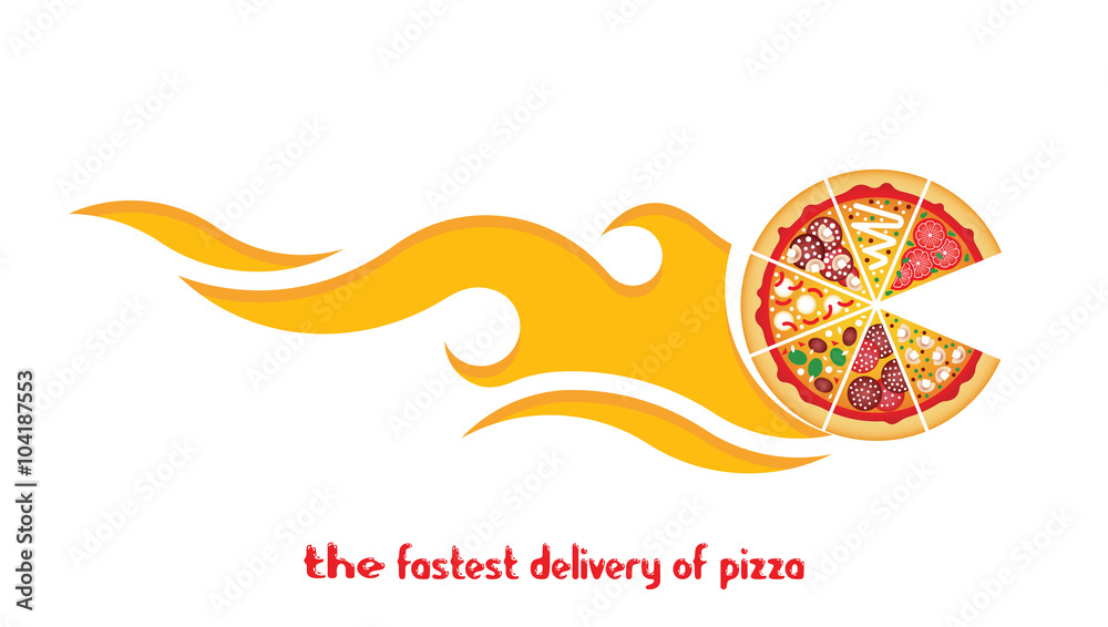 Fast food isolated vector flat. Pizza flat icon. Pizza ingredients and ...