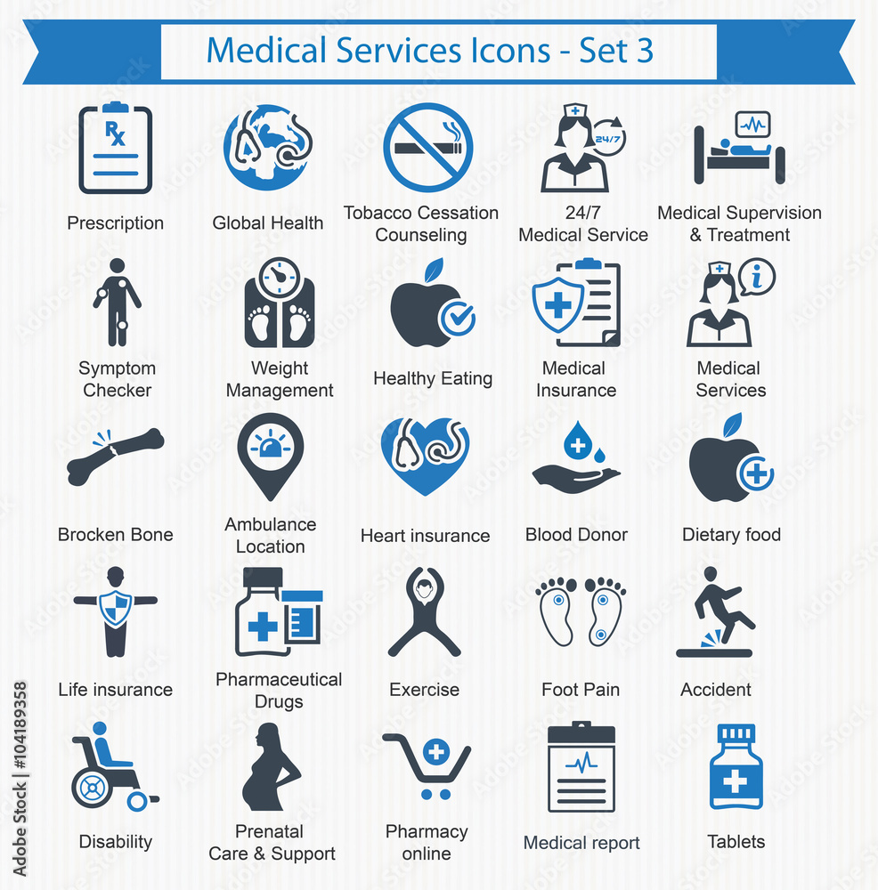 Medical Services Icons - set 3 Stock Vector | Adobe Stock