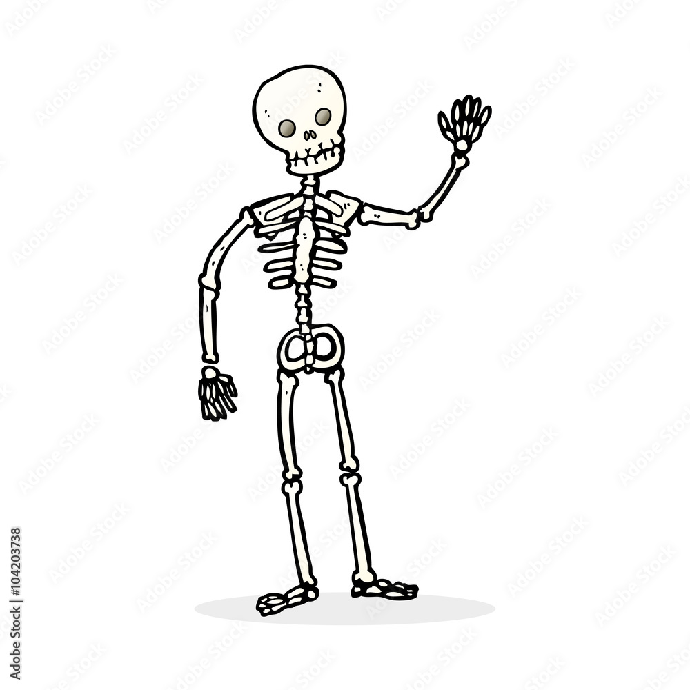 cartoon waving skeleton Stock Vector | Adobe Stock