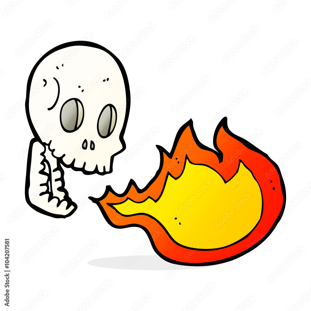 cartoon fire breathing skull Stock Vector | Adobe Stock