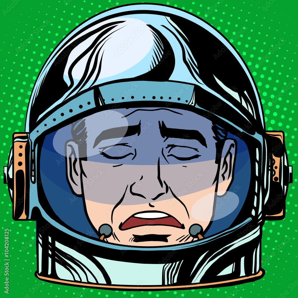 emoticon sadness Emoji face man astronaut retro Stock Vector | Adobe Stock