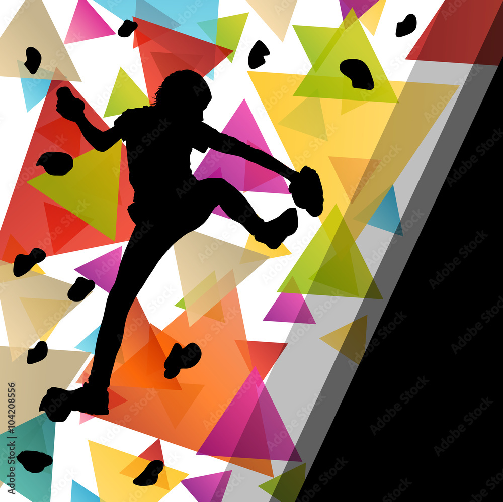 Children girl silhouettes on climbing wall in active and healthy Stock ...
