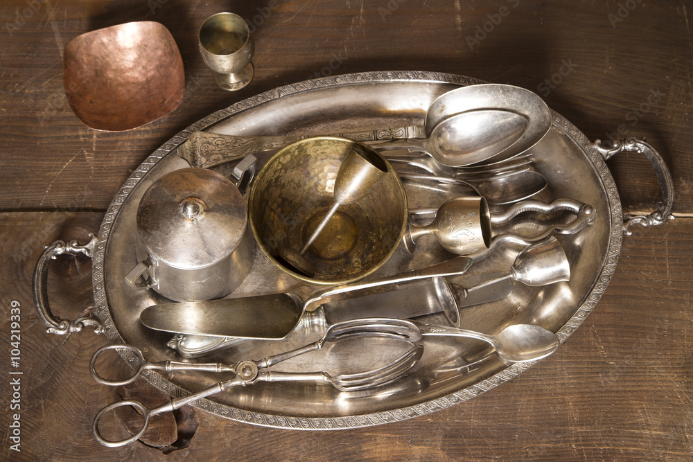 Vintage silverware Stock Photo | Adobe Stock