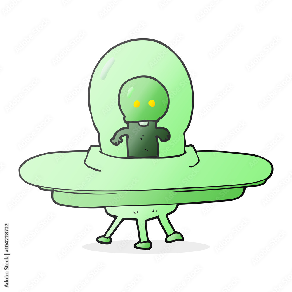 cartoon alien in flying saucer Stock Vector | Adobe Stock