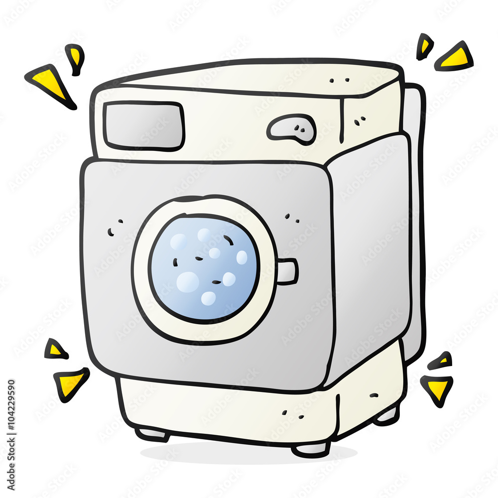 cartoon rumbling washing machine Stock Vector | Adobe Stock