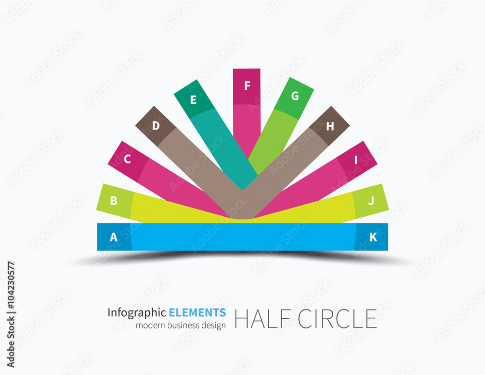 infographic half circle design / vector chart, graph with 11 cycling ...
