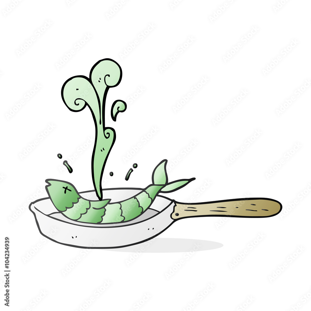 cartoon frying fish Stock Vector | Adobe Stock