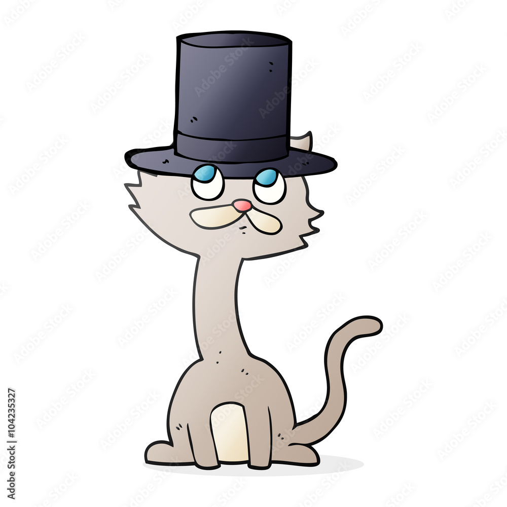 cartoon cat in top hat Stock Vector | Adobe Stock