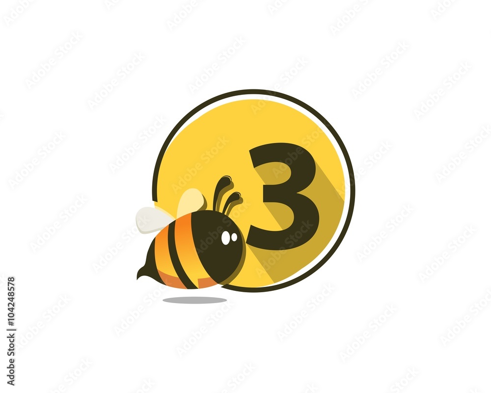3 Number Natural Cute Bee Stock Vector | Adobe Stock