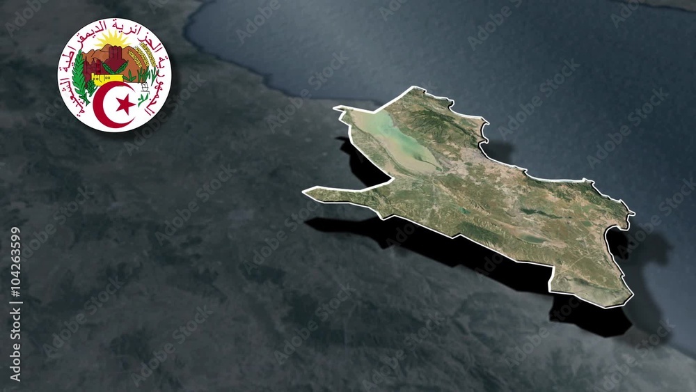 Oran with Coat of arms animation map Provinces of Algeria Stock Video ...