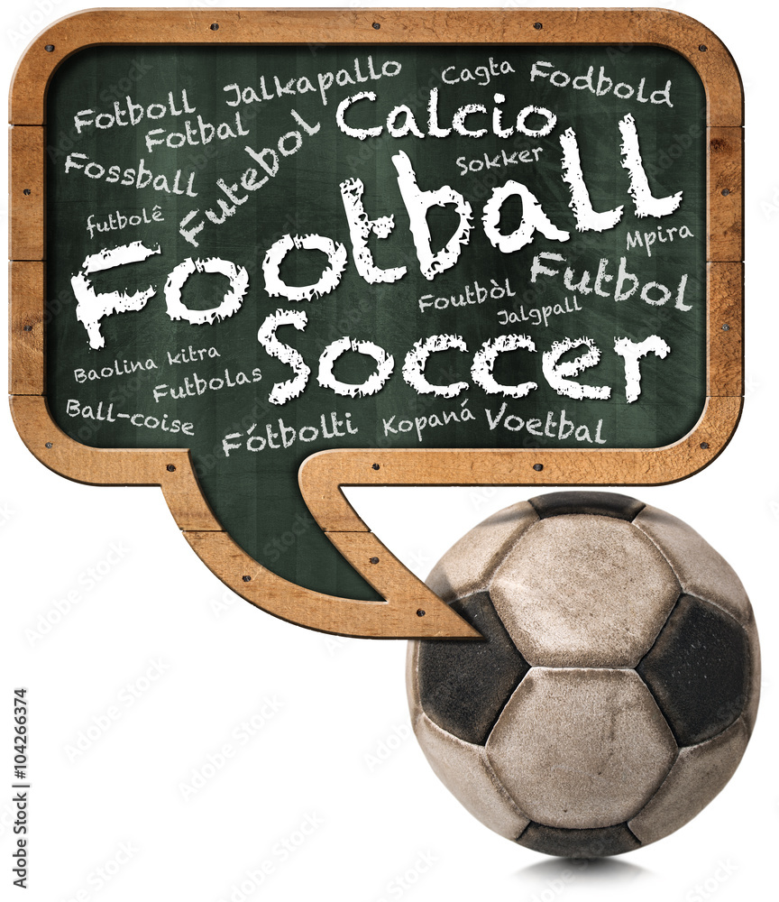 International Football / Blackboard in the shape of a speech bubble ...