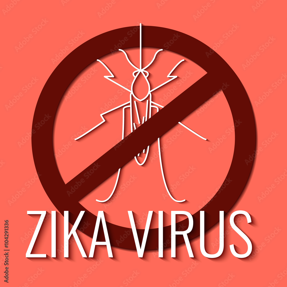 Aedes Aegypti mosquito line icon with shadows. Zika virus symbol. No mosquito sign. Mosquito ...