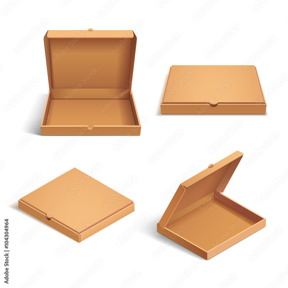 Realistic 3d isometric pizza cardboard box Stock Vector | Adobe Stock