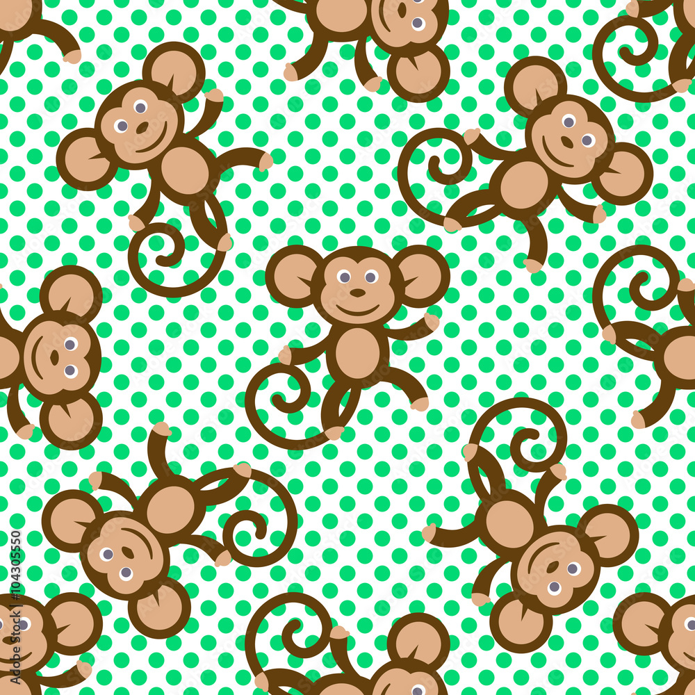 Monkey kid seamless vector pattern for textile print. Happy cute ...