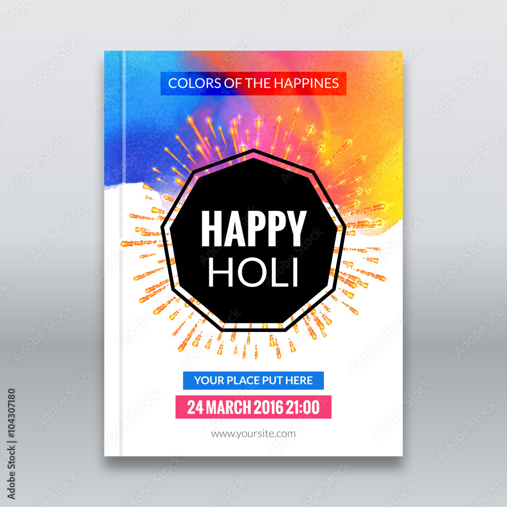 Holi festival poster. Template for flyer, brochure or invitation ...