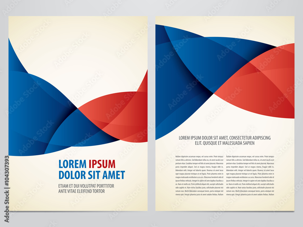 Vector blue and red business brochure, flyer template. Modern corporate ...