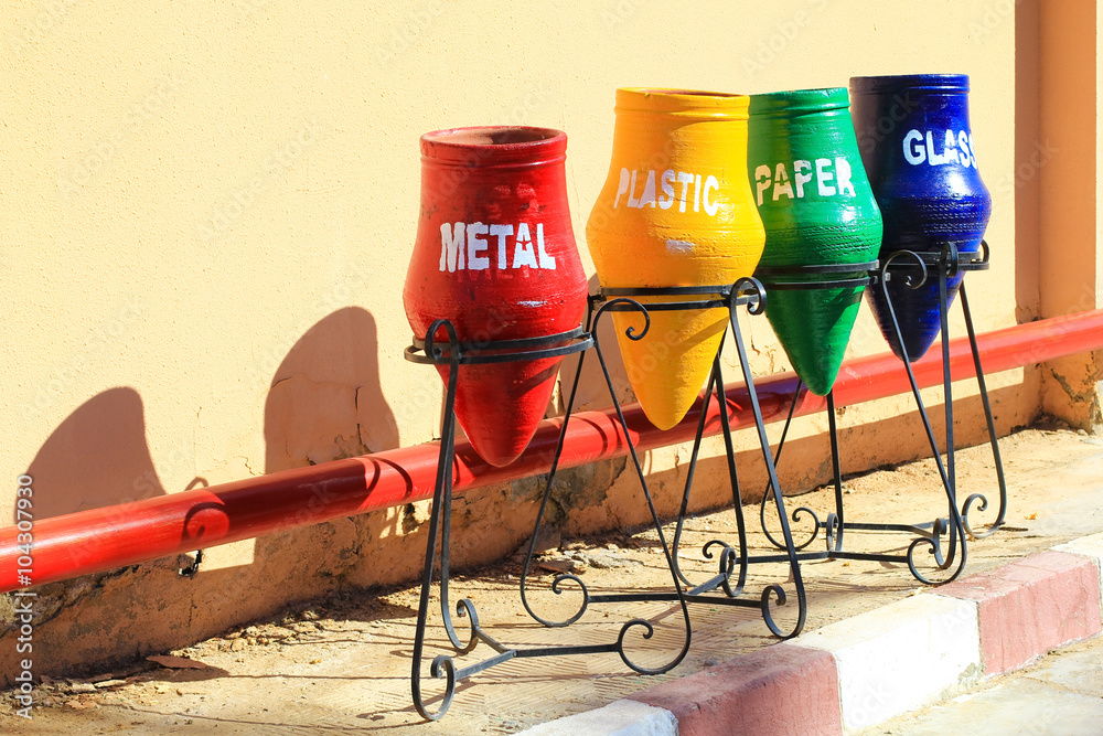 garbage cans for separate garbage disposal and recycling Stock Photo ...