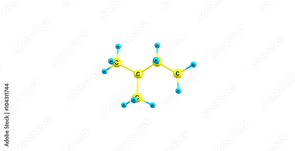 Isopentane molecular structure isolated on white Stock Illustration ...
