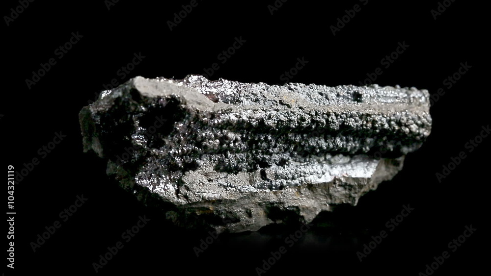 Goethite, Brown Iron Ore (FeO(OH)), loop rotation over black background ...
