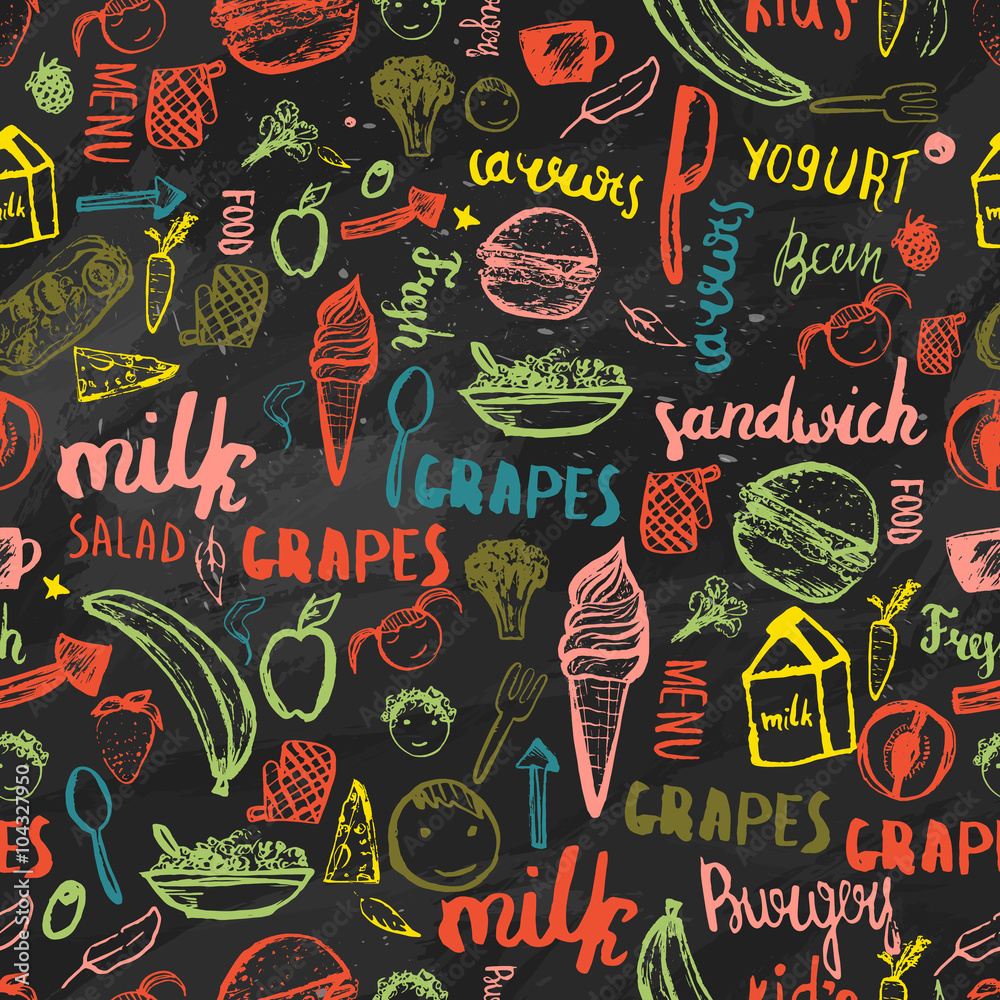 Kids menu seamless pattern. Kids menu creative design for wrapping ...