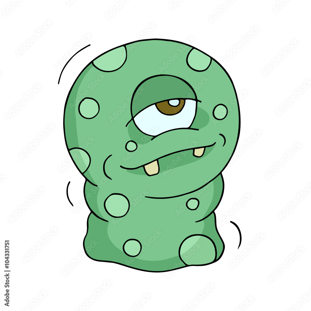 Cute bright monster or alien with one eye. Cartoon funny doodle cyclop ...