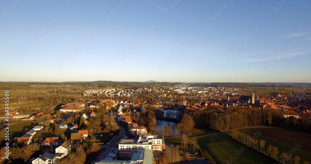 4K Aerial, Flight over landscape around small village in germany - Shot ...