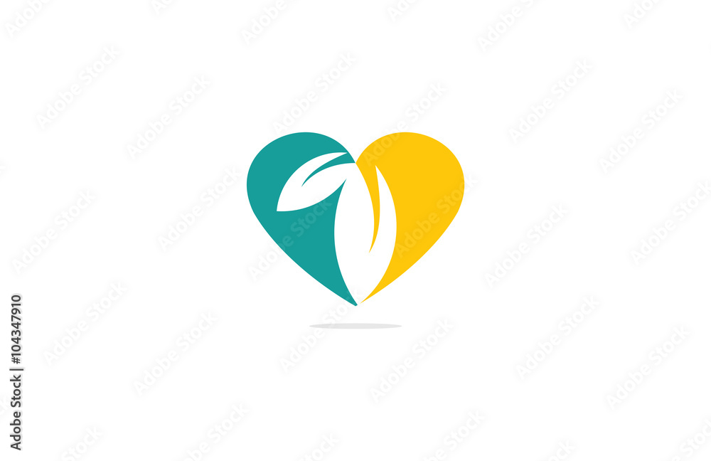 leaf heart logo Stock Vector | Adobe Stock