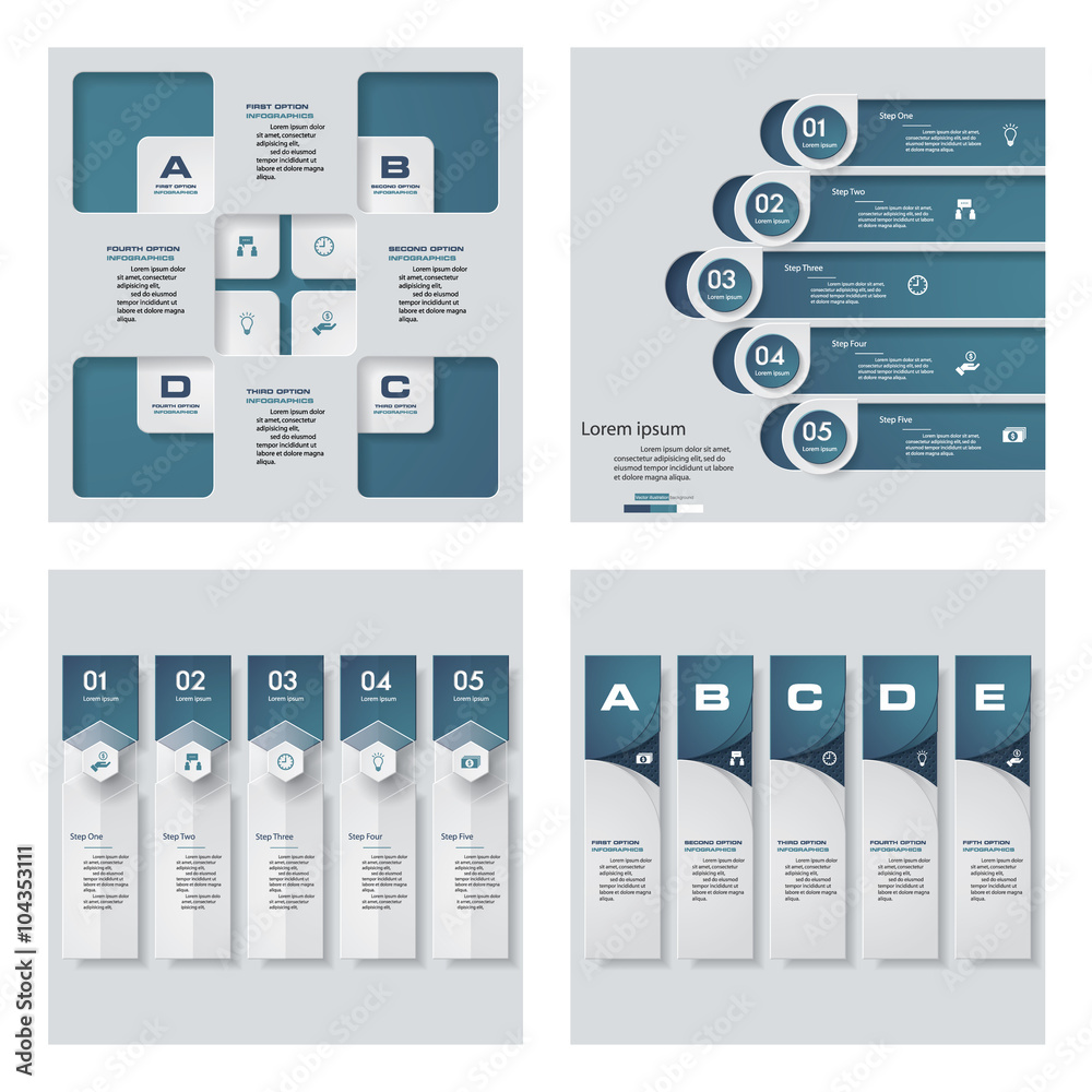 Collection of 4 blue color template/graphic or website layout. Vector ...