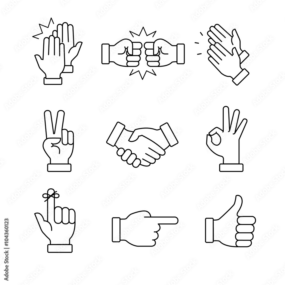Clapping hands and other gestures Stock Vector | Adobe Stock