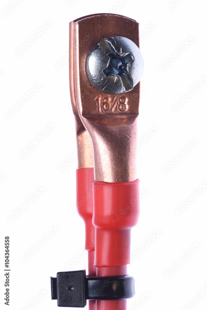 Electrical cables with terminals connection isolated on white ...