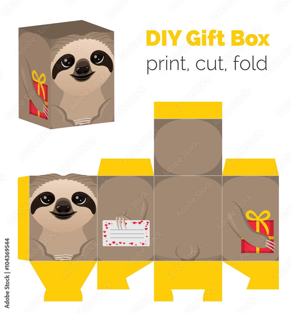 Adorable Do It Yourself DIY sloth gift box for sweets, candies, small ...