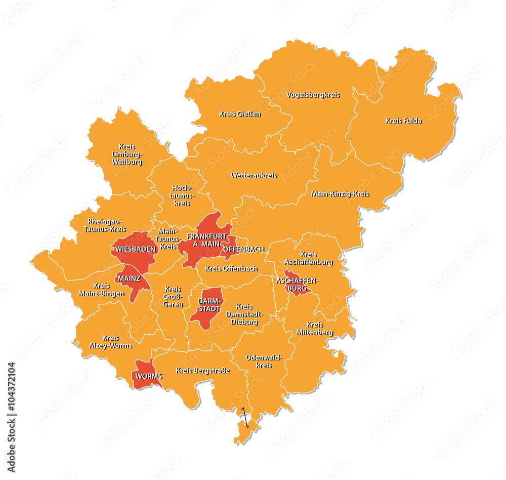 simple outline map of the Frankfurt Rhine-Main Metropolitan Region ...