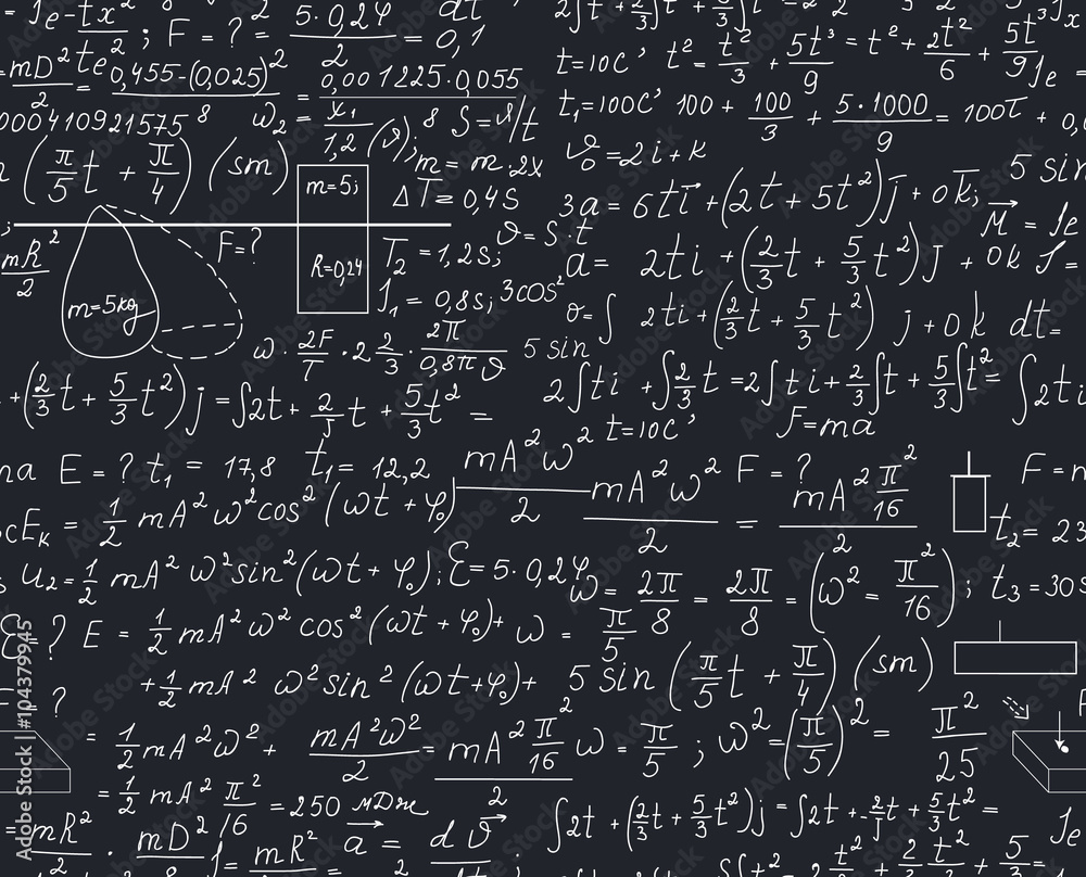 Physical vector seamless pattern with the equations, plots and other ...