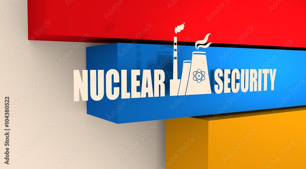 Atomic power station icon. Nuclear security text. Armenia flag backdrop ...